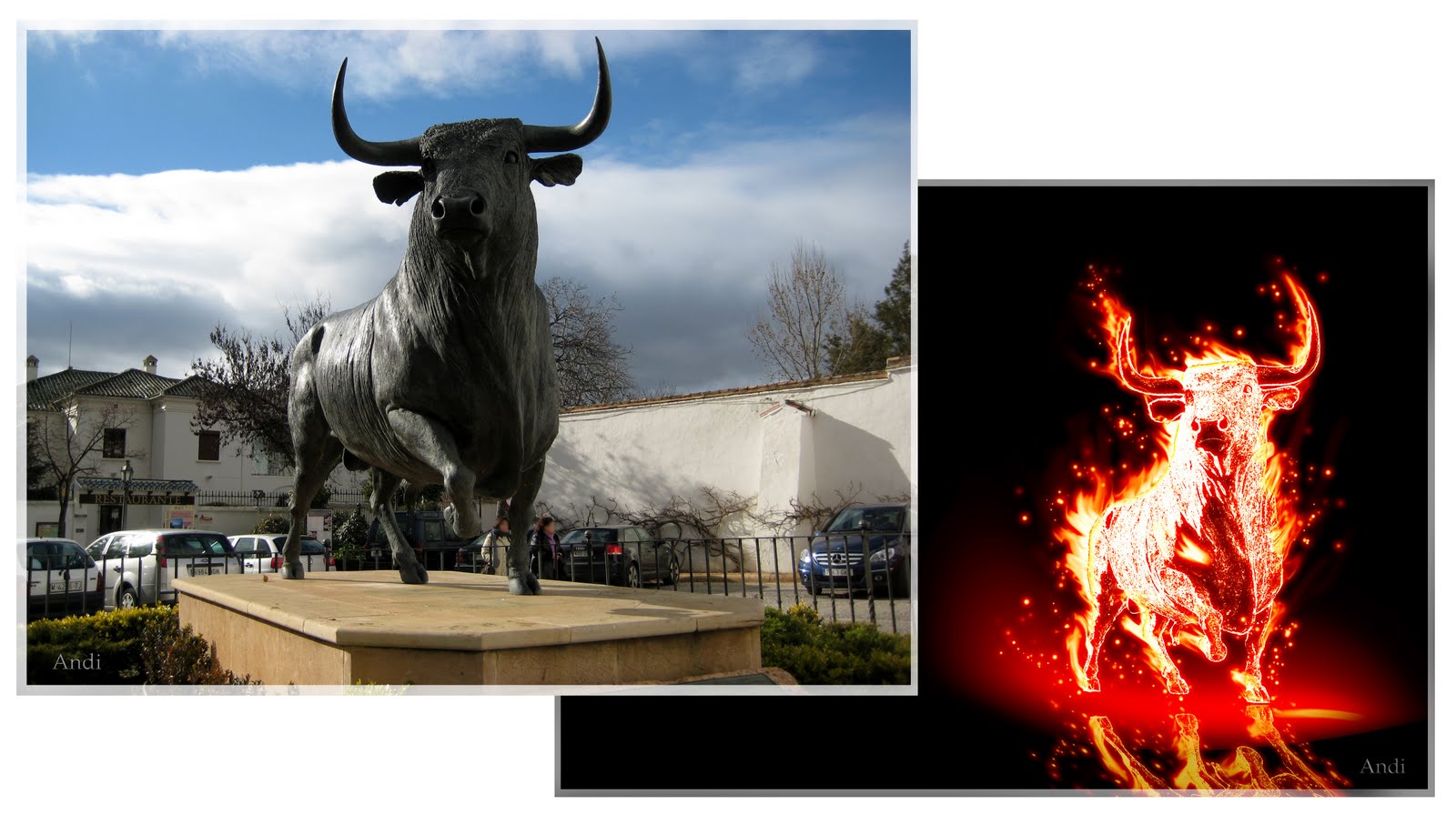 Las Fotos De Andi: Ronda. Monumento al toro.Toro de fuego