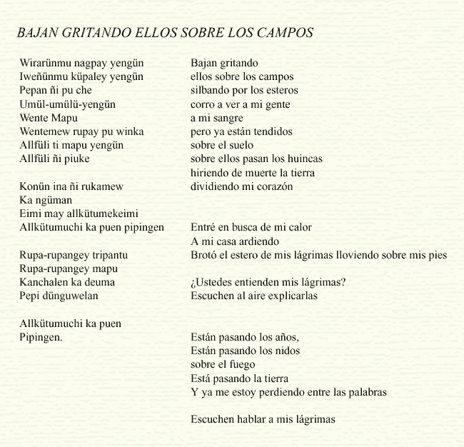 Los mapuches: "Pueblo Guerrero y Valiente": Poesía Mapuche