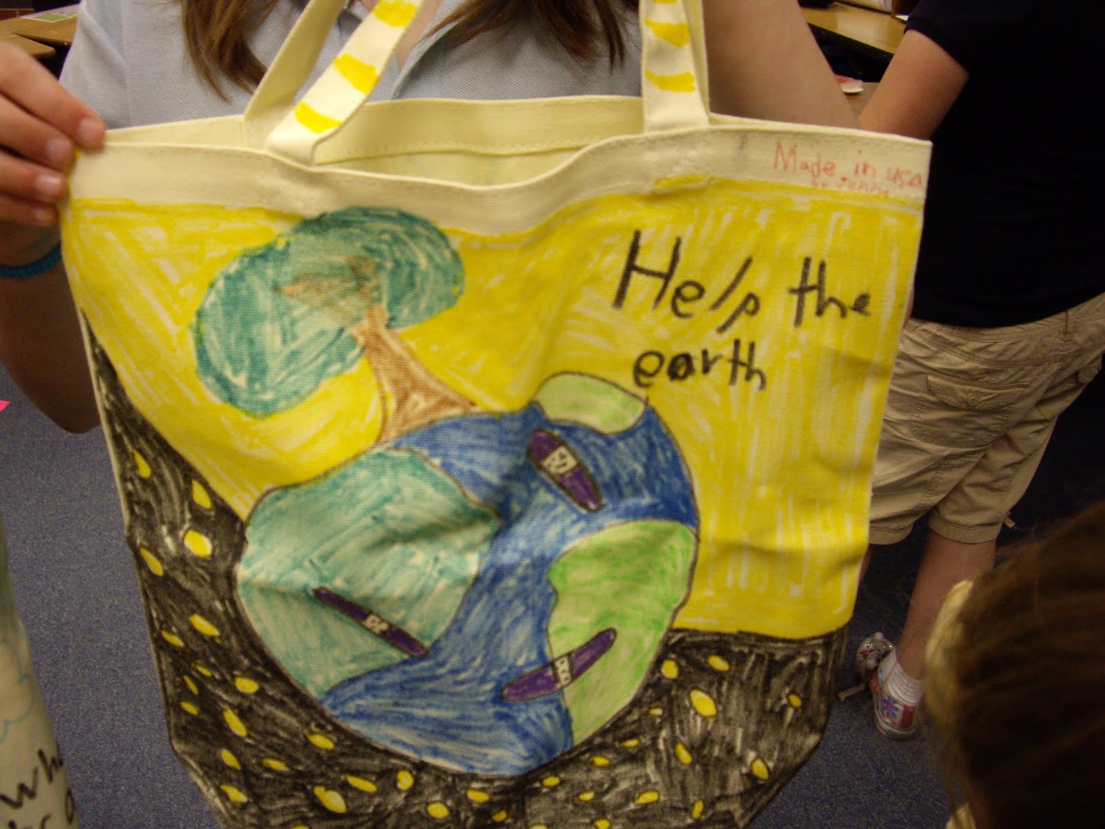 a palette of primary grade kids book making: Earth Day Shopping Bags