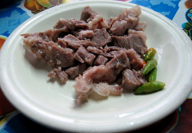 Bikol Express: kinalas (noodle soup with pork's face meat and special ...