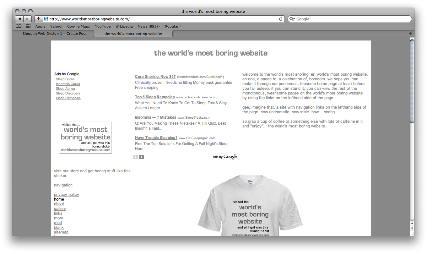 Web Design 1: The world's most boring website