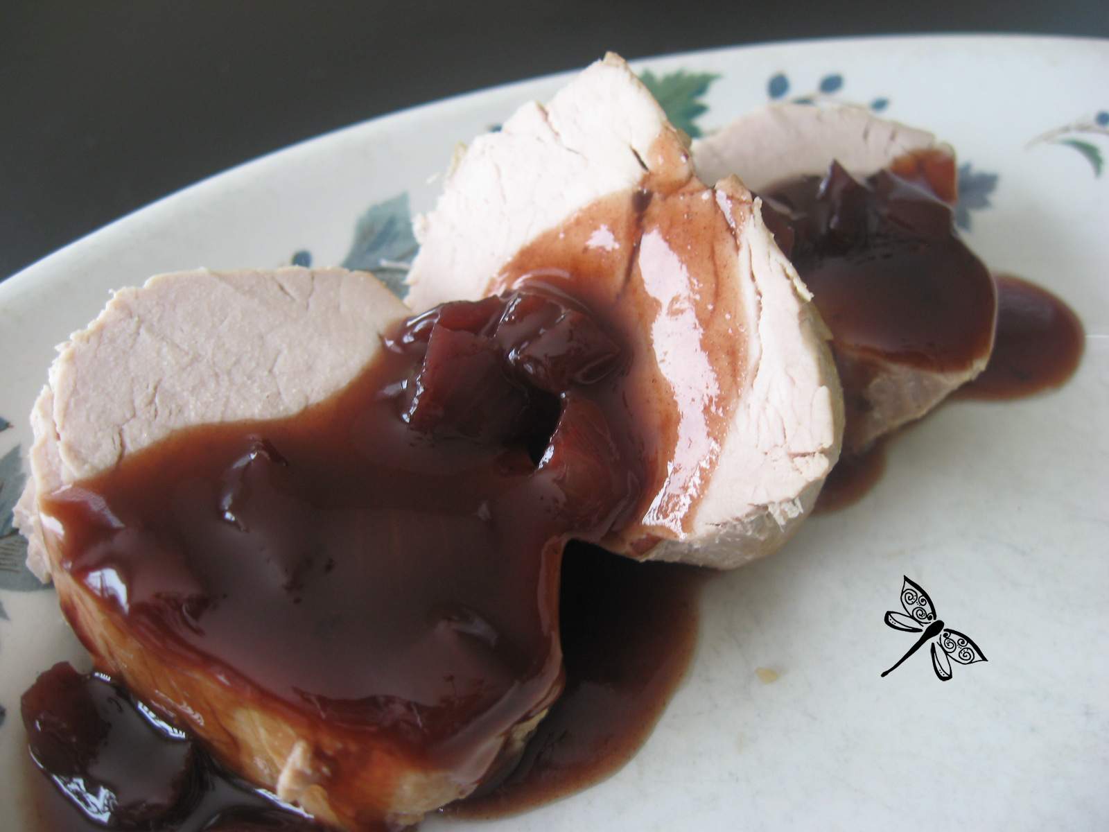 Libellule et ses spatules: Filet de porc, sauce porto et érable