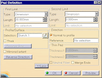 Visual Tutor for CATIA V5: Pads using a Set Direction