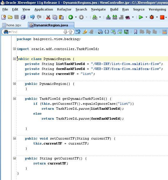 Zeeshan Baig's Blog: Working with Dynamic Regions in Oracle ADF