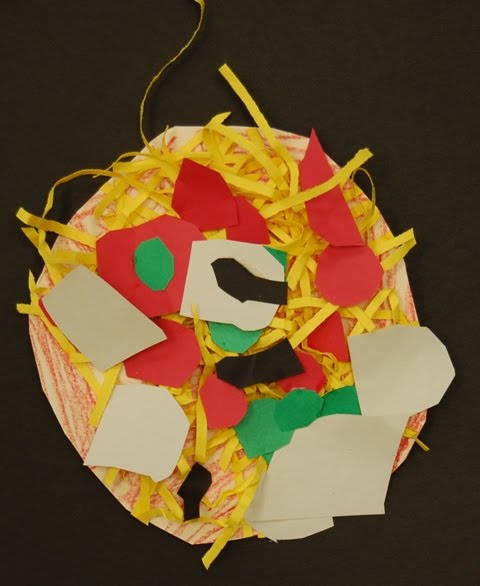 super happy art class: collage pizzas