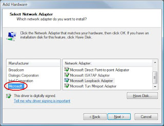 a Network Configuration: How to install Windows Vista Loopback adapter