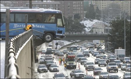 Group News Blog: Two Buses Dangle Through Guardrail in Downtown Seattle