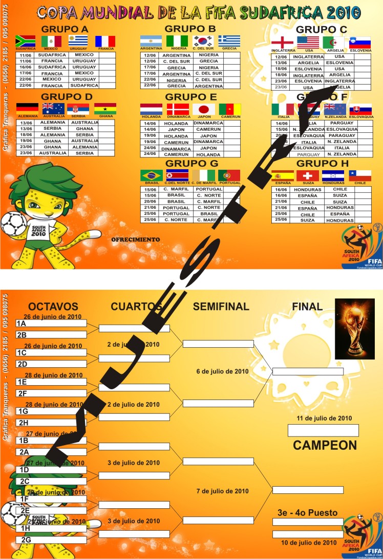 carteleratranqueras: Fixture Mundial Sudáfrica 2010