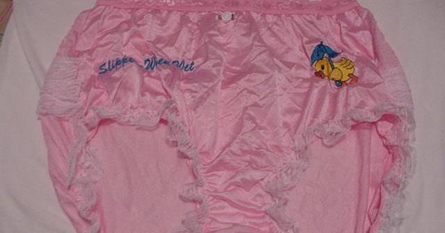 Real Women's Panties: Custom-made pink nylon briefs with ruffles