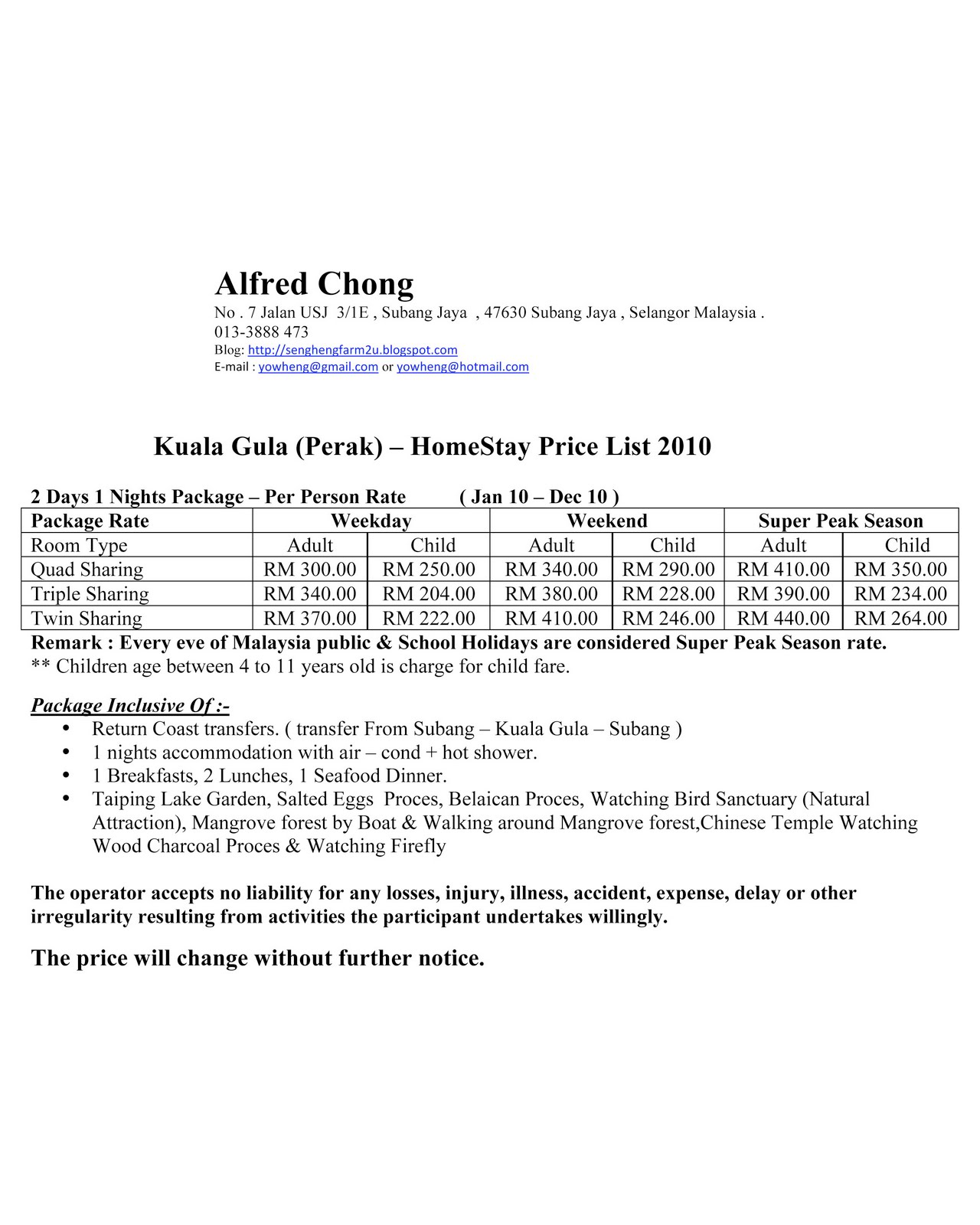 cameron highlands/tours/apartments/bird watch kuala gula/penang/pangkor ...