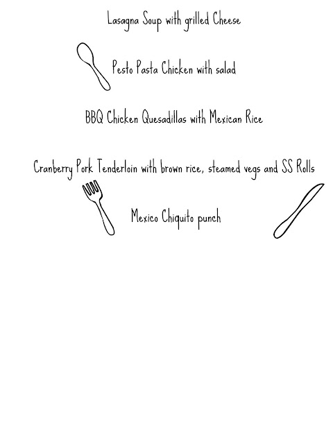 Along The Way With J & K: Menu for the Week