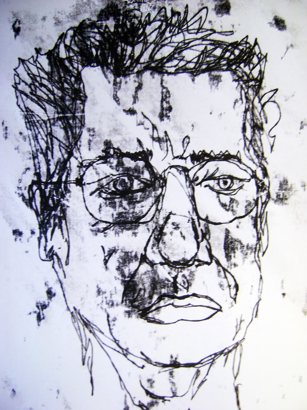 Online portfolio: Quick monoprint of a familiar face- Febuary 2011