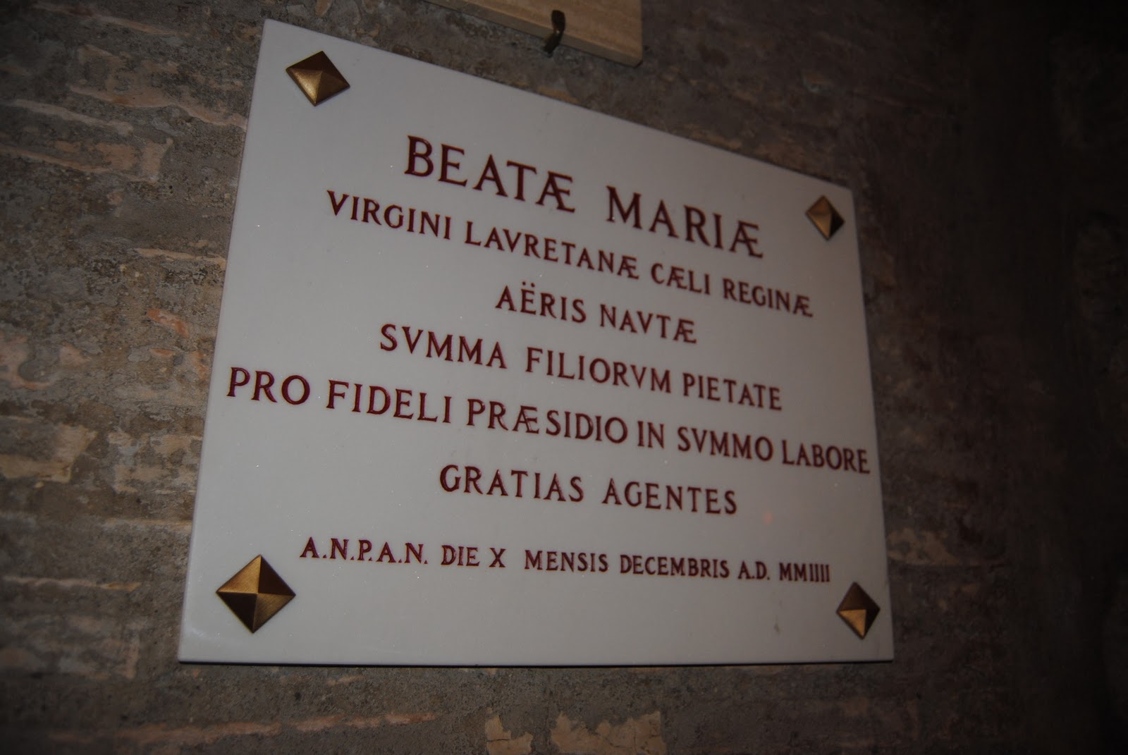 Orbis Catholicus Secundus: From Rome: Plaque in Latin