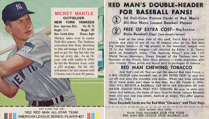 Bob Lemke's Blog: 1952 Red Man Mickey Mantle Custom Card