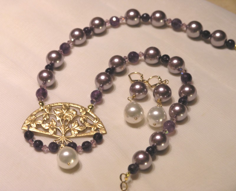 Deianeira's jewellery: Set colier si cercei - perle mallorca roz antic ...