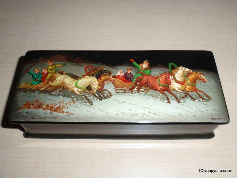 Russian Lacquer Boxes: Signed Fedoskino Footed Russian Lacquer Box USSR ...