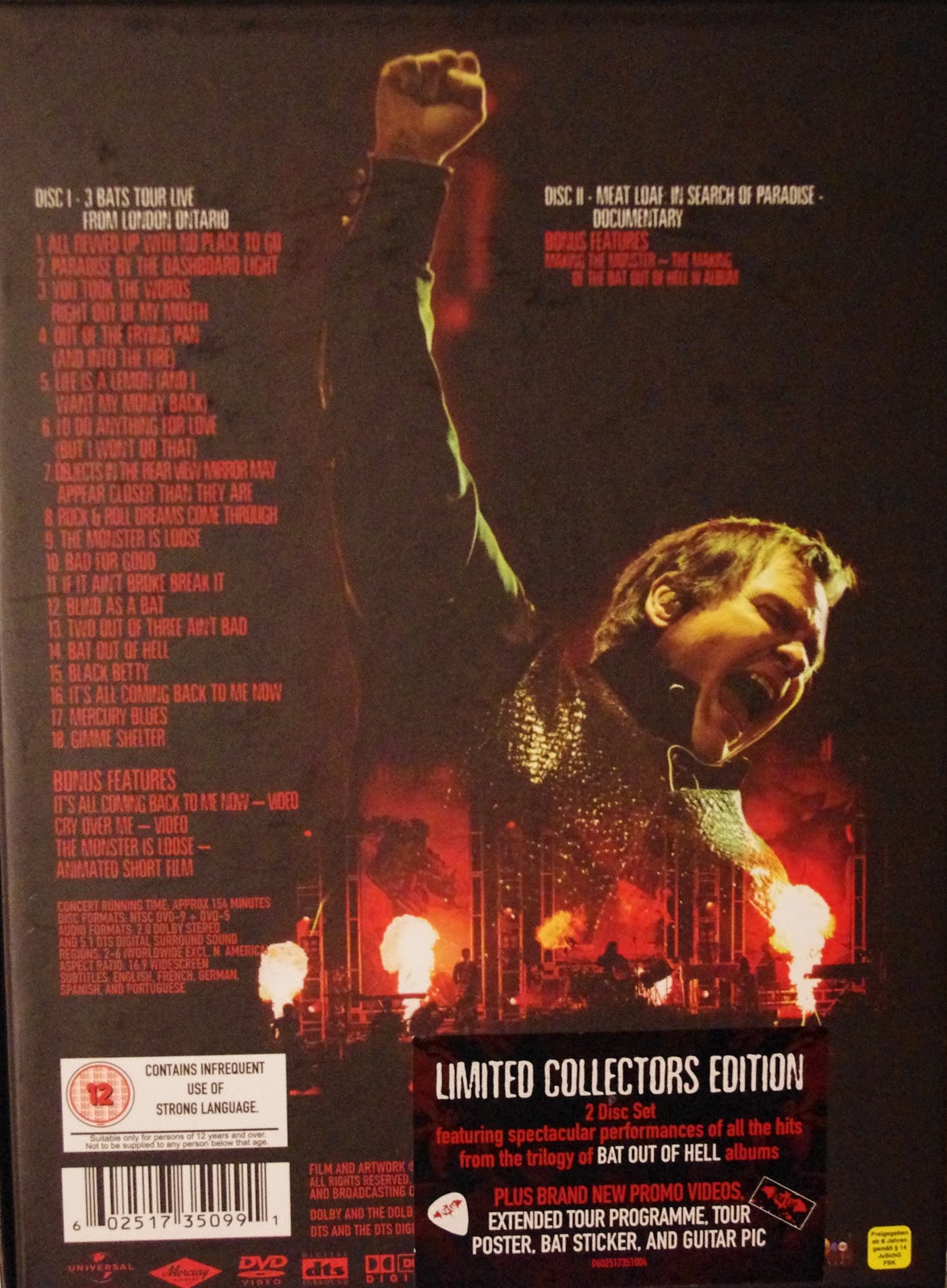 Meat Loaf - Vinyl, Singles 7"/12" and other stuff: DVD´s (authorized ...