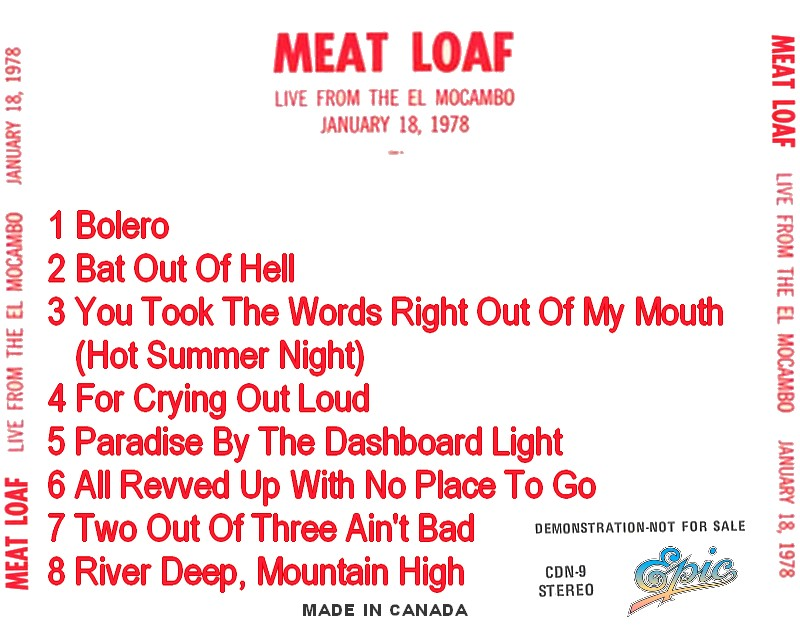 Meat Loaf Bootleg List