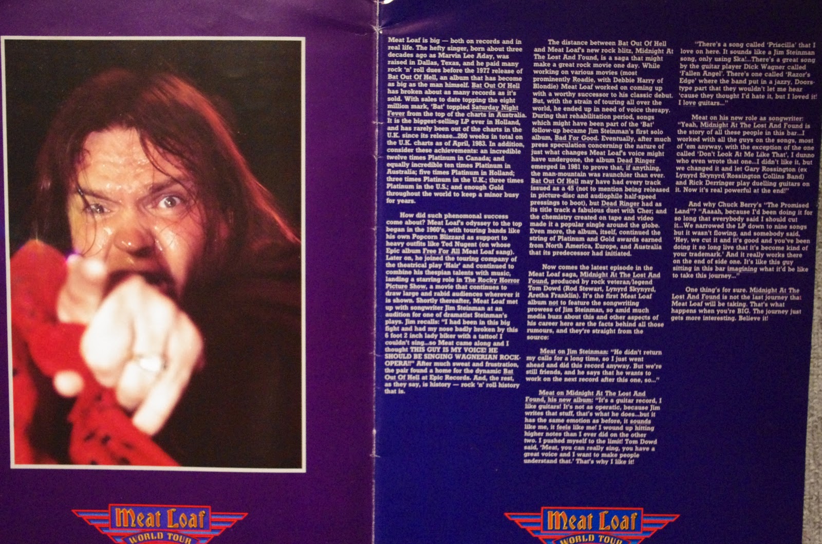 Meat Loaf - Vinyl, Singles 7"/12" and other stuff: Tour Program ---- 1983
