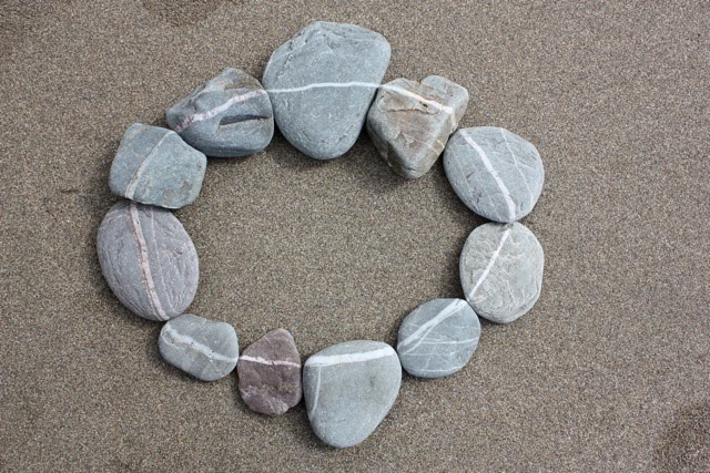 Faith Evans-Sills: Circle rocks on the beach