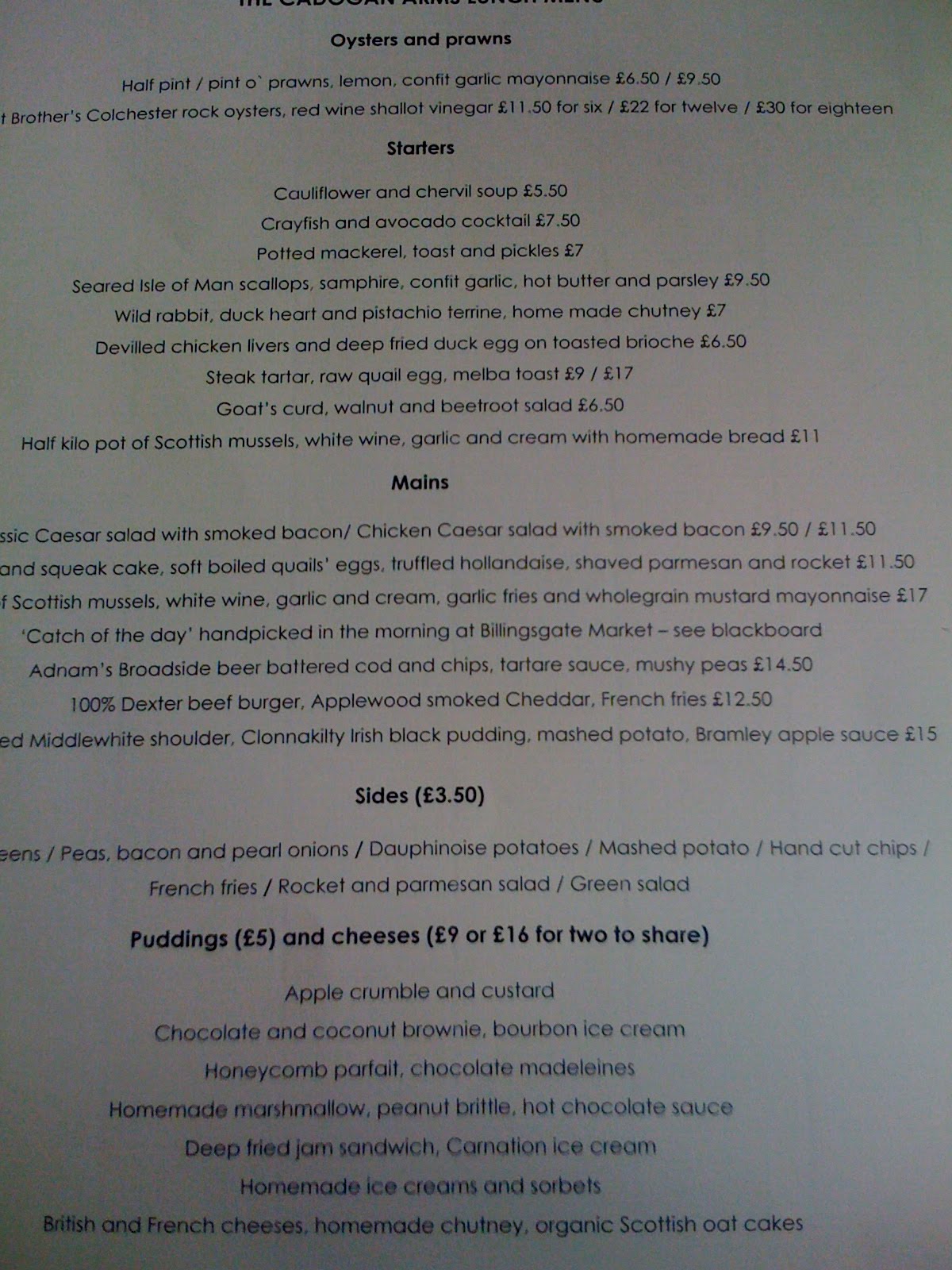 Cheese and Biscuits: The Cadogan Arms, Chelsea