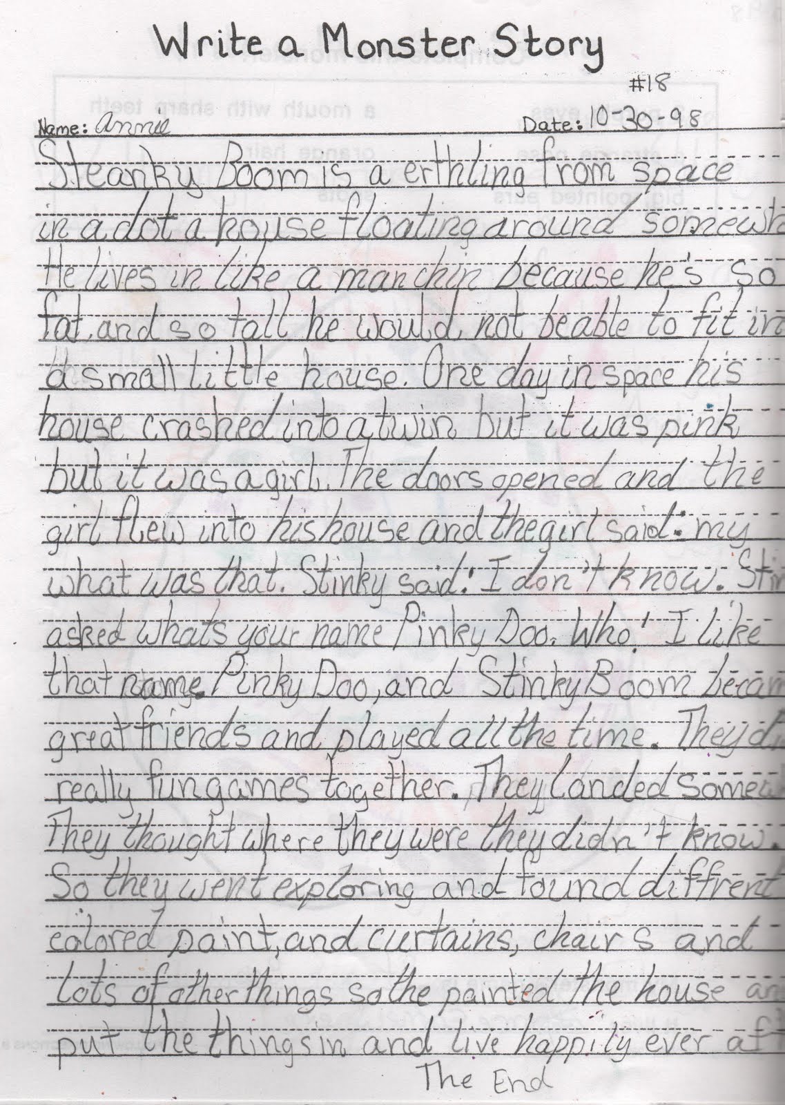 ELEMENTARY SCHOOL ENRICHMENT ACTIVITIES: OUR MONSTER STORIES