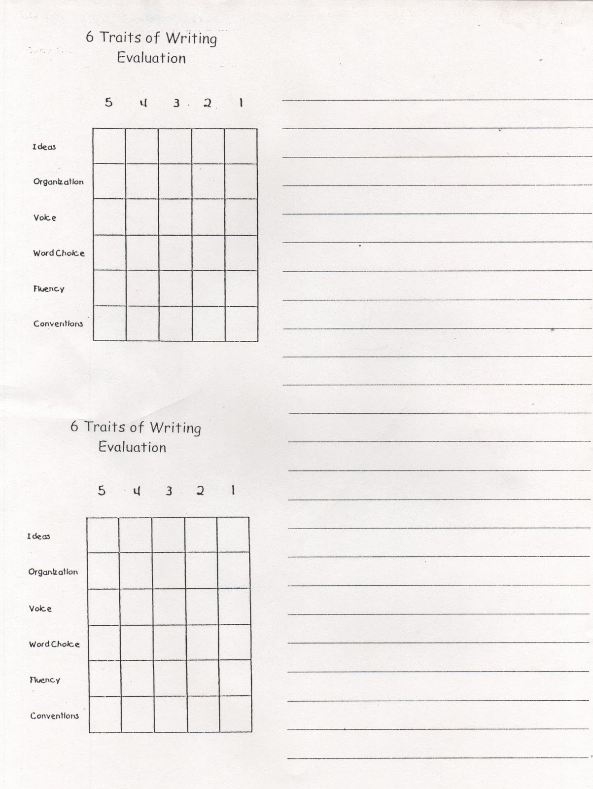 ELEMENTARY SCHOOL ENRICHMENT ACTIVITIES: 6 TRAIT EVALUATION FORM