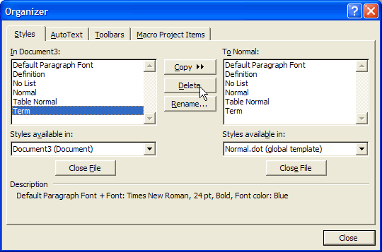 Create a Dictionary-Style Page Header, Styles