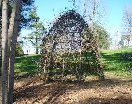 Twig Hut Construction at Dragonfly Farm