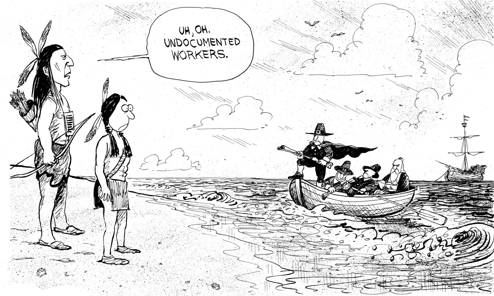 cartoons by Patrick O'Connor: Pilgrims and Indians