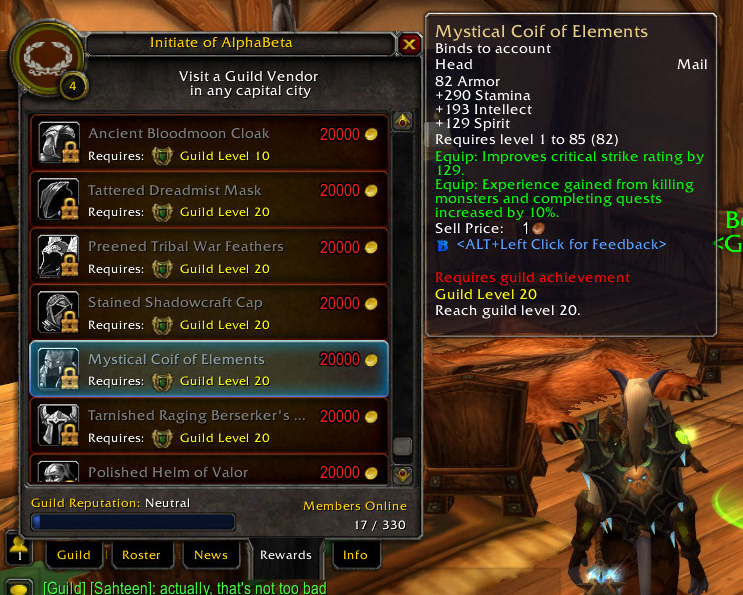 Pocket Heals: Guild Reputation Rewards (So Far)