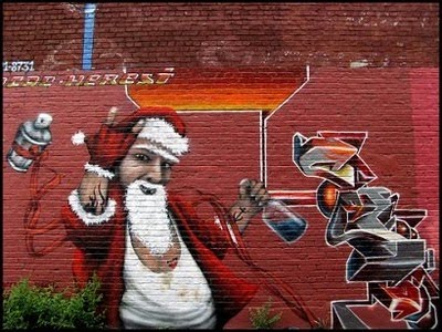 graffiti art: Santa Claus Graffiti Mural Designs