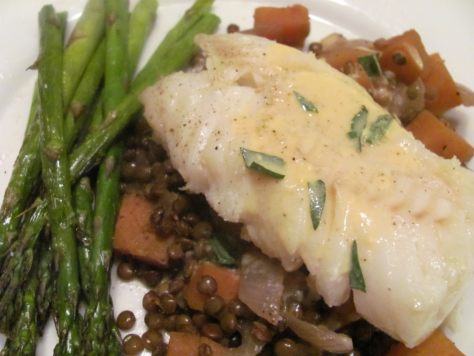 Kara's Cuisine: Halibut with Lentils and Mustard Sauce