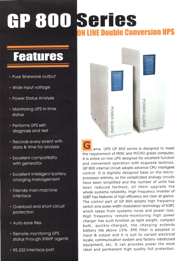 Gamatronic Catudaya: Brosur UPS Gama GP 4 - 15 KVA ONLINE