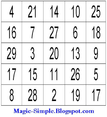 Magic Square 5 x 5 ~ MAGIC SIMPLE