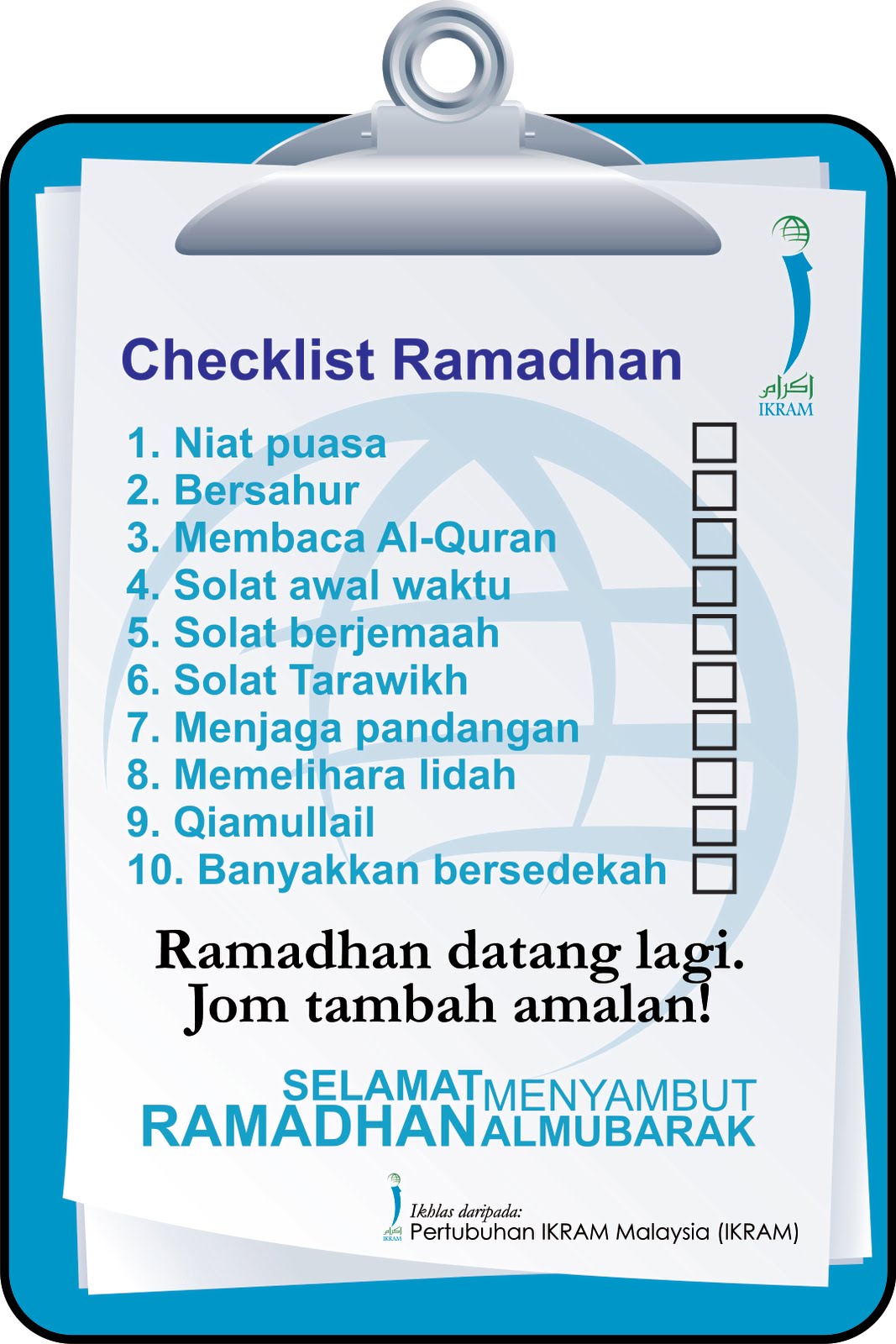 Checklist Ramadhan | Blog Kempen Jom Jadi Bijak