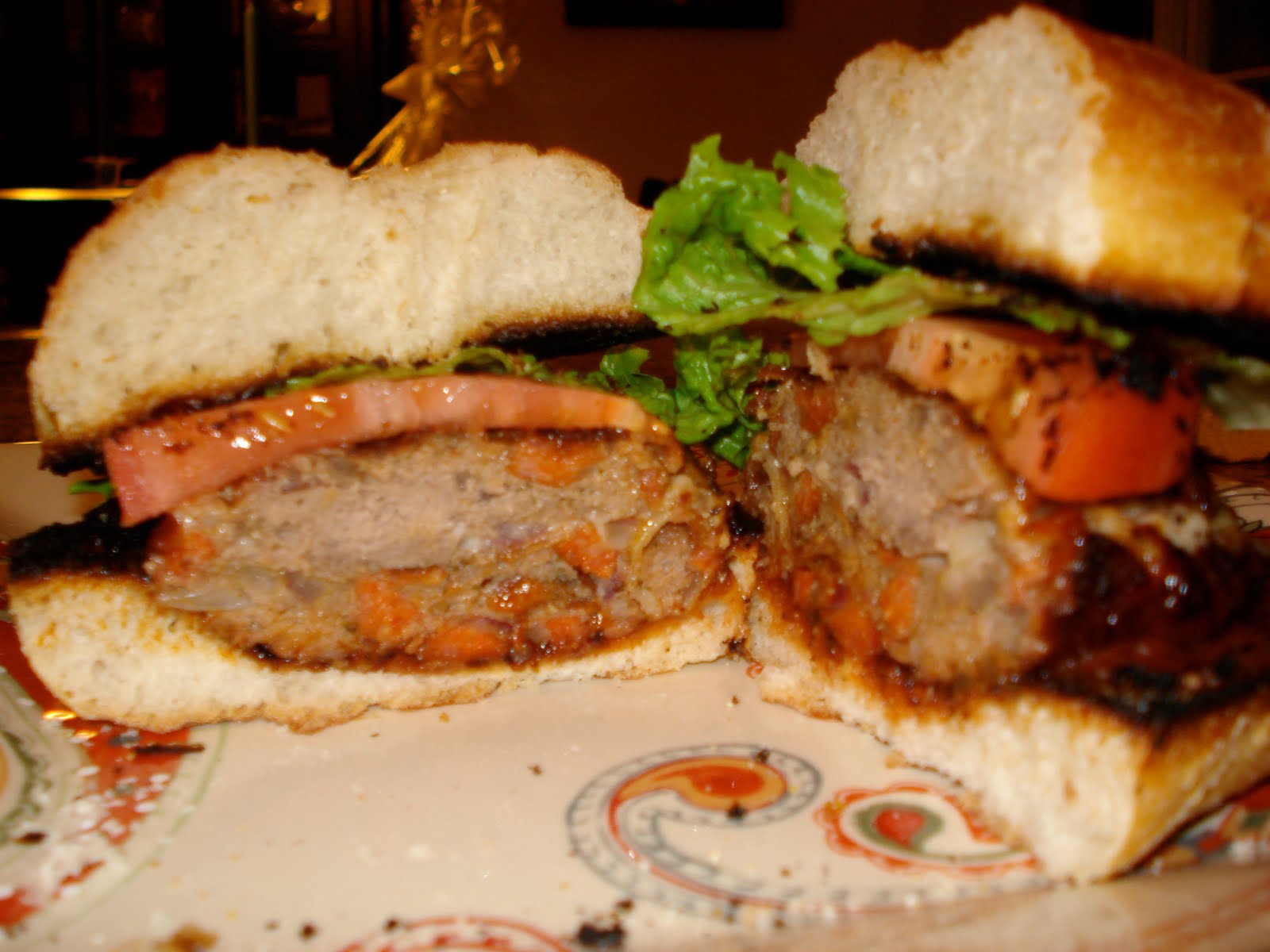 30 Burgers by 30: Inside Out burger with chorizo and bacon.