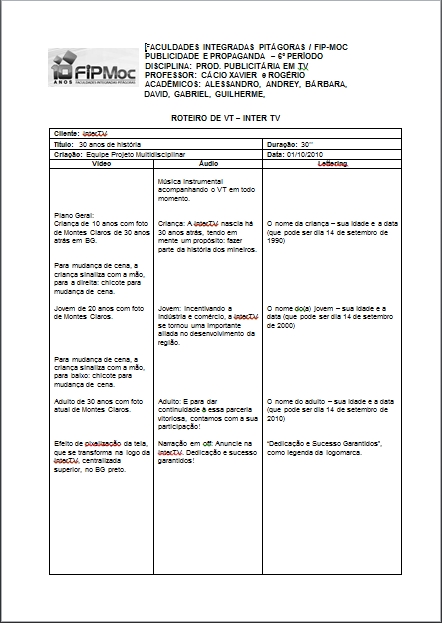Portfólio Virtual 2010: Produção Publicitária em TV