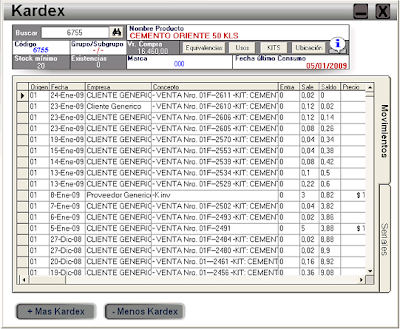 Software Inventarios Kardex Tauro: EL KARDEX - [ Ficha Movimientos ]