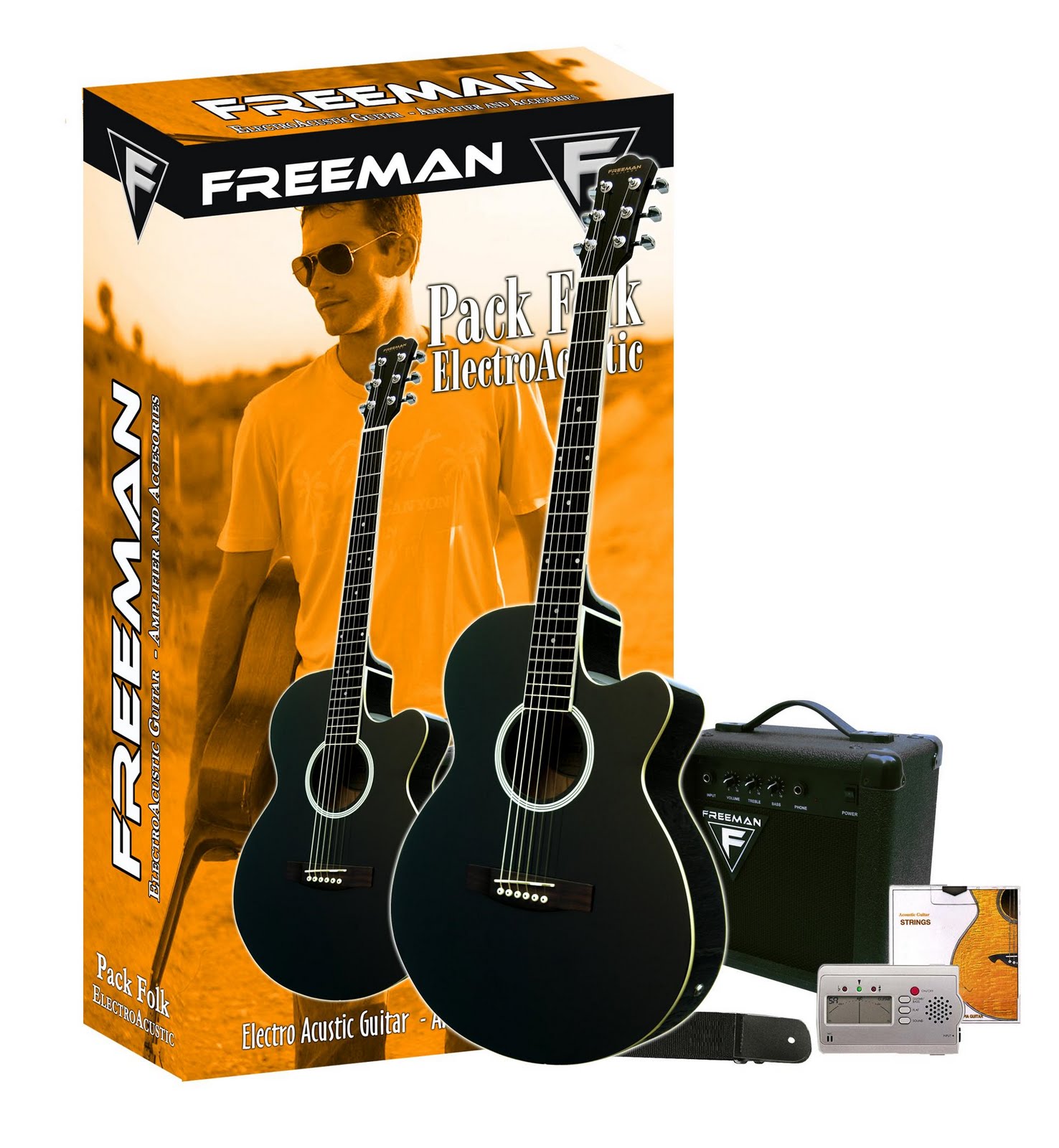 PACK FOLK ELECTROACUSTICO COLOR BK FREEMAN - AUDIOGUITAR