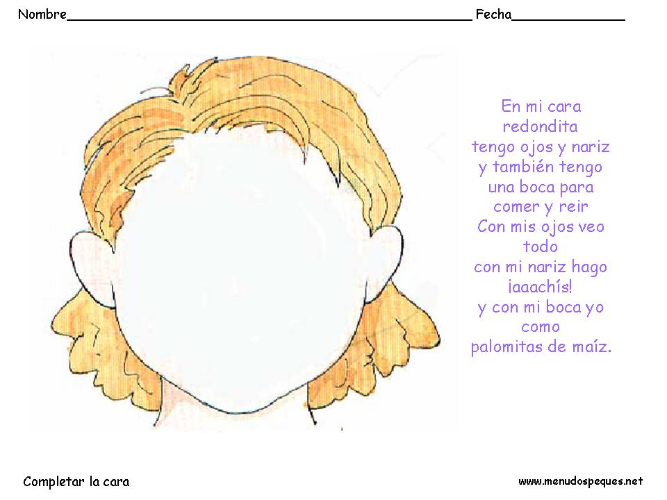 El cuerpo humano: Ficha "Completar la cara"