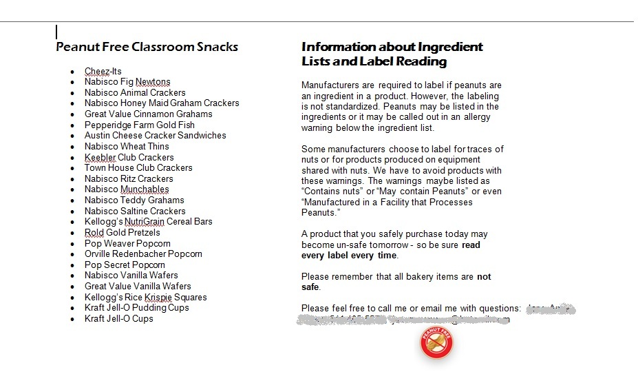 Gravity of Motion: Peanut Free Snack and Treat List for School