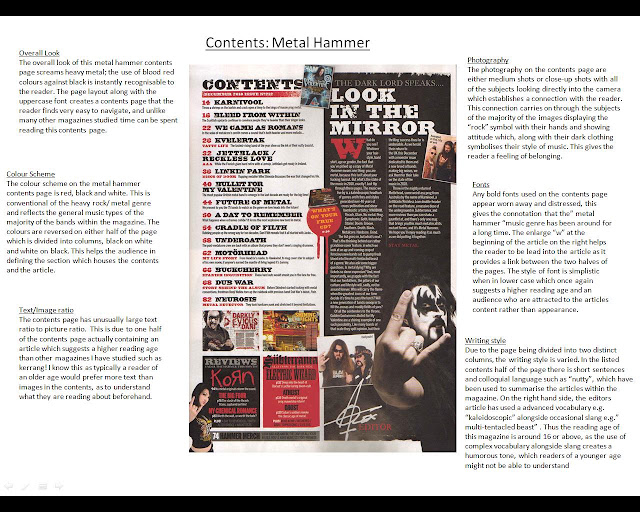 2010-2011 AS level Foundation Media Portfolio: Metal Hammer: Contents Page