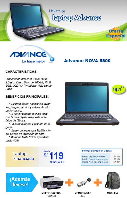 Asesor Speedy: Laptop Advance Nova 5800