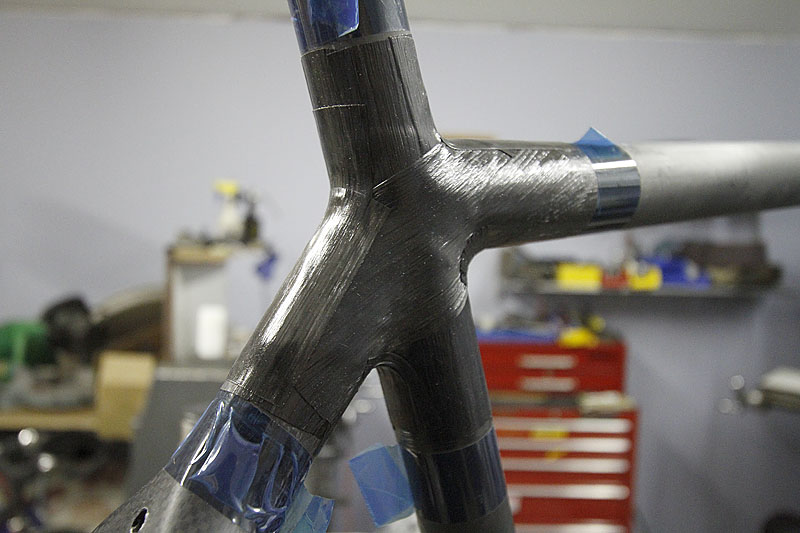back40 bicycleworks: Carbon Wrapping Neil's Frame
