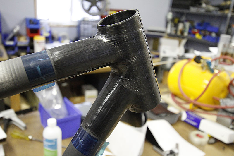 back40 bicycleworks: Carbon Wrapping Neil's Frame