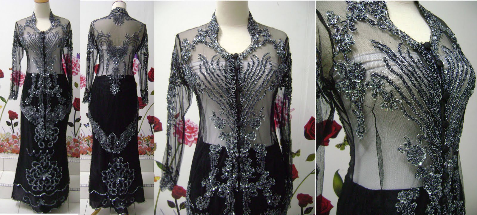 BAJU PENGANTIN KEBAYA SULAM: WEDDING DRESS KEBAYA INDAH HITAM SILVER ...