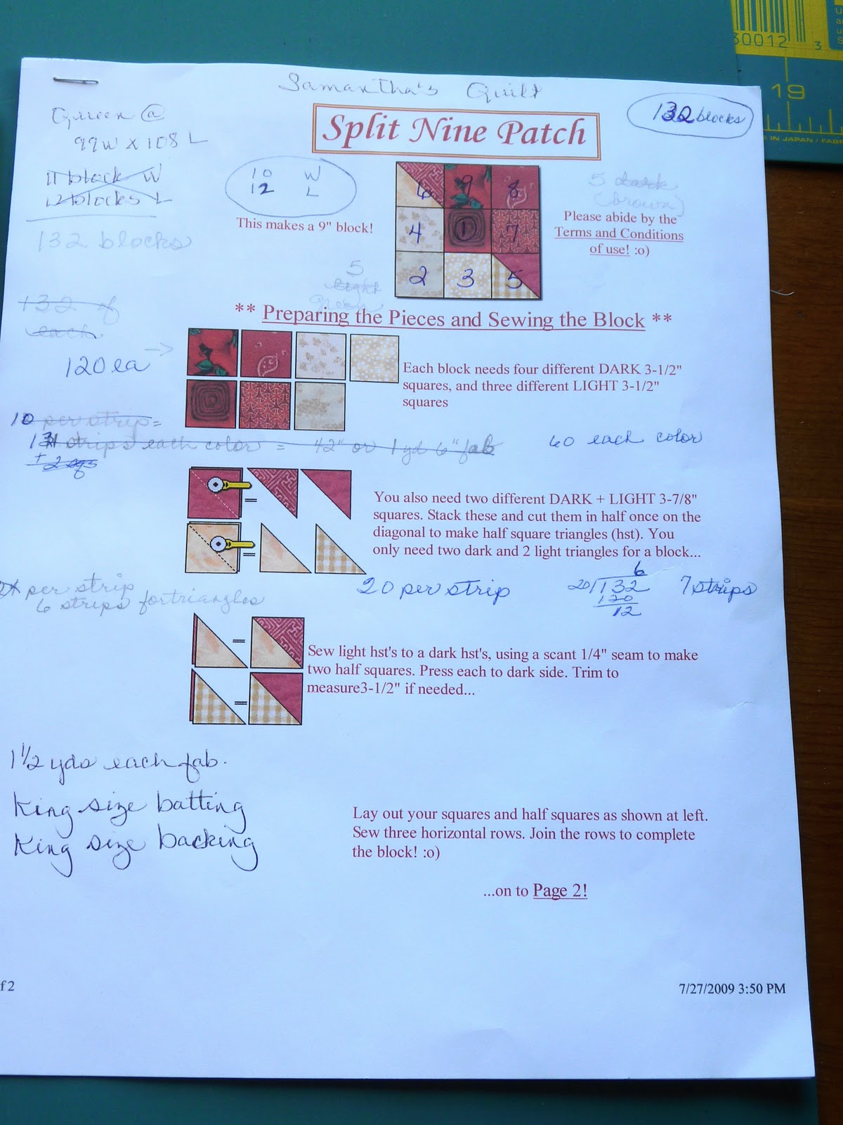 Big Horn Mountain Creations, Quilting and Embroidery: Split Nine Patch ...