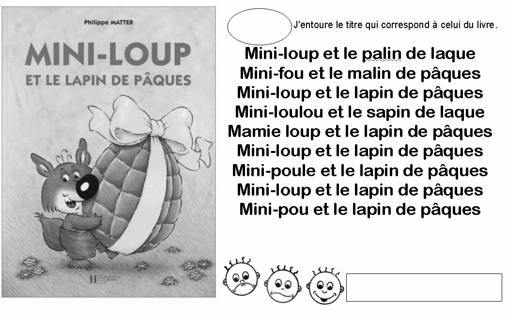 Maternelle: Mini-Loup et le lapin de Pâques, retrouver le titre