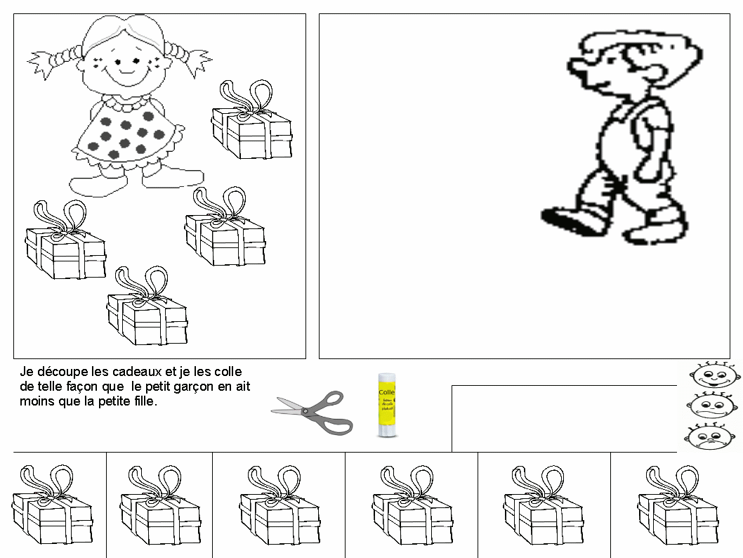 Maternelle: Plus que, moins que avec des cadeaux